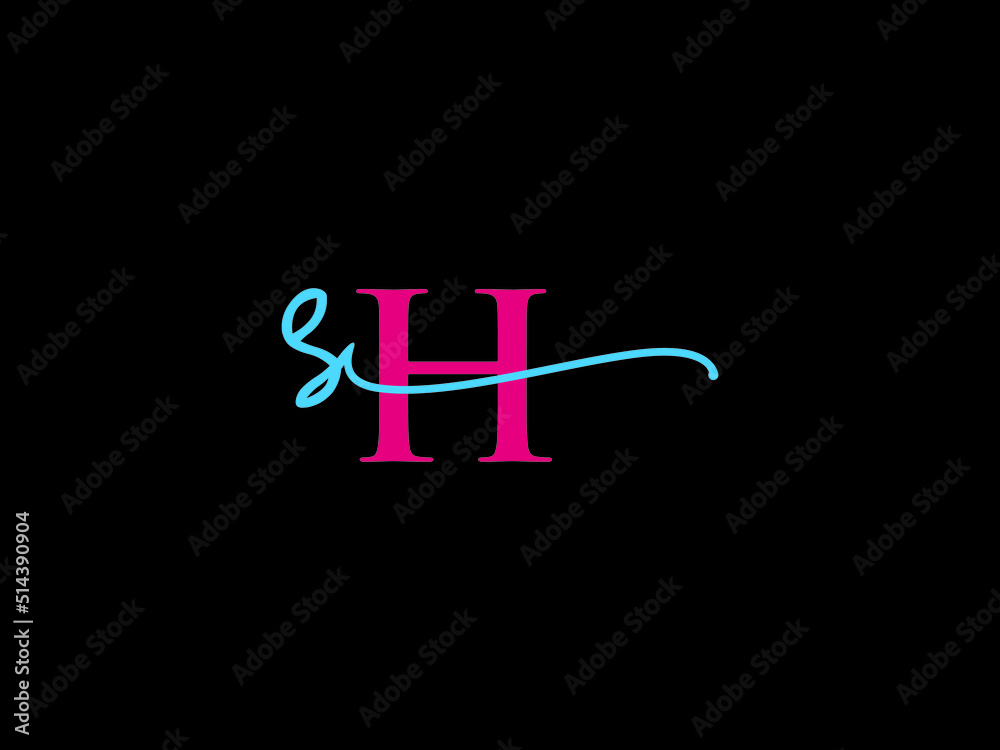 Alphabet SH Signature Logo Icon, Colorful Sh hs Luxury Signature Letter ...
