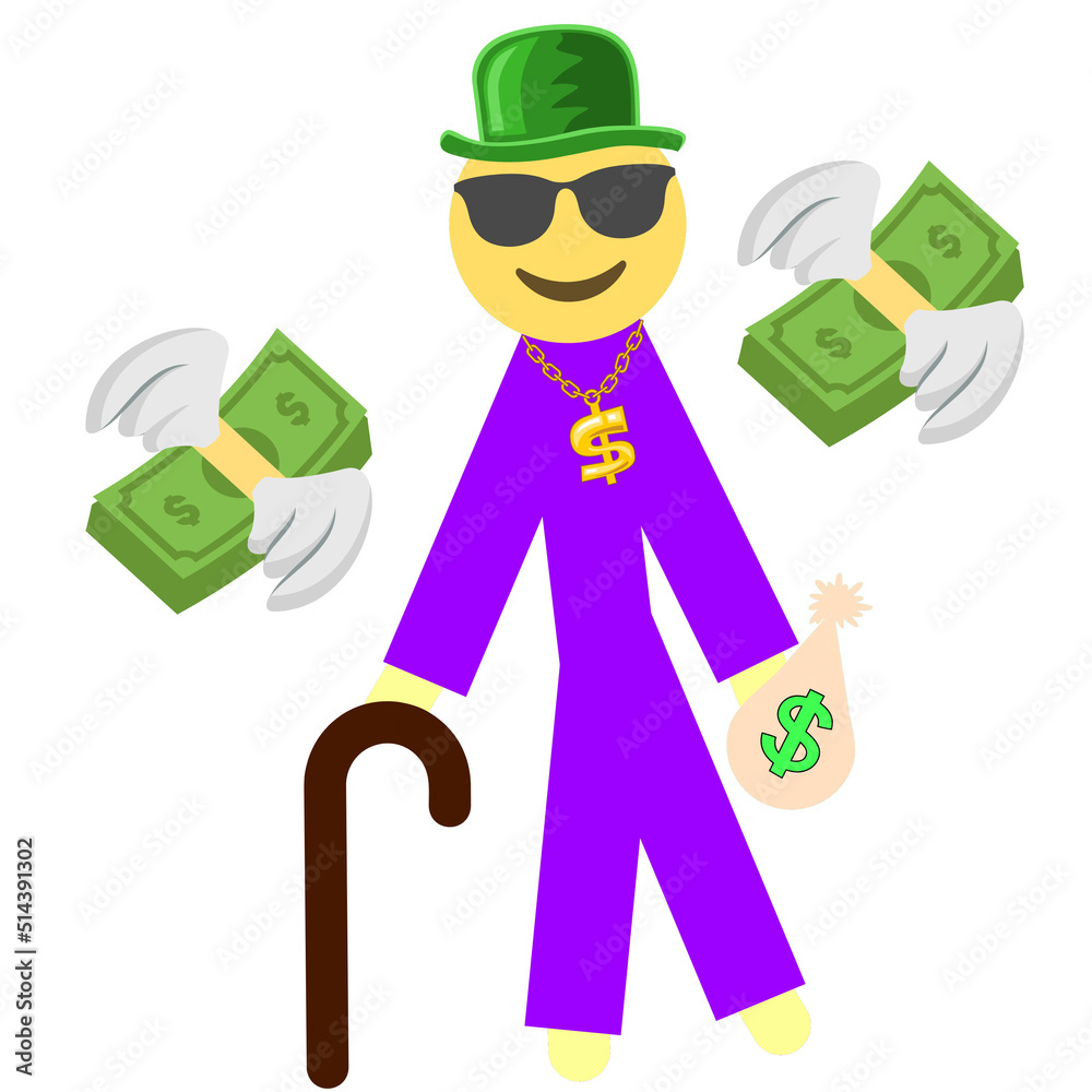 Man With Money Cartoon Character Vector Made By 11 Year Old Boy Stock man-with-money-cartoon-character-vector-made-by-11-year-old-boy-stock