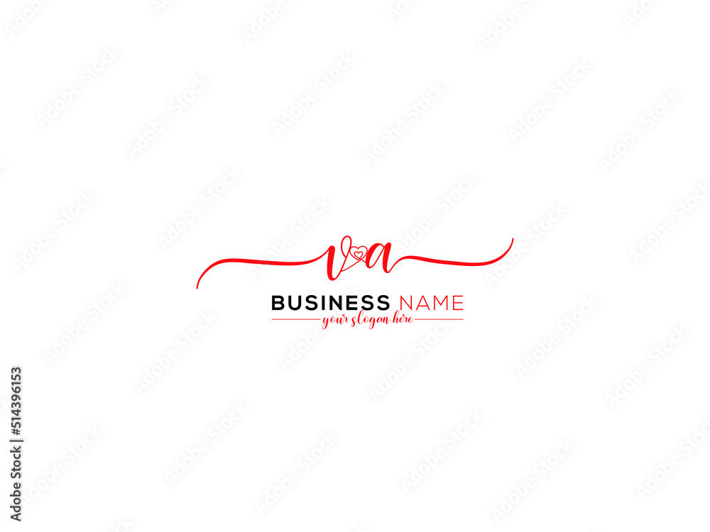 Minimal VA Logo Icon, Signature Va av Logo Letter Vector Love Heart For ...