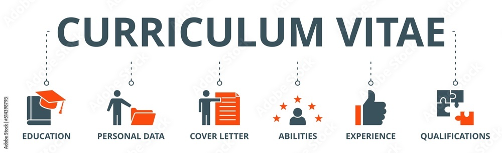 Curriculum vitae banner web icon vector illustration concept with icon ...