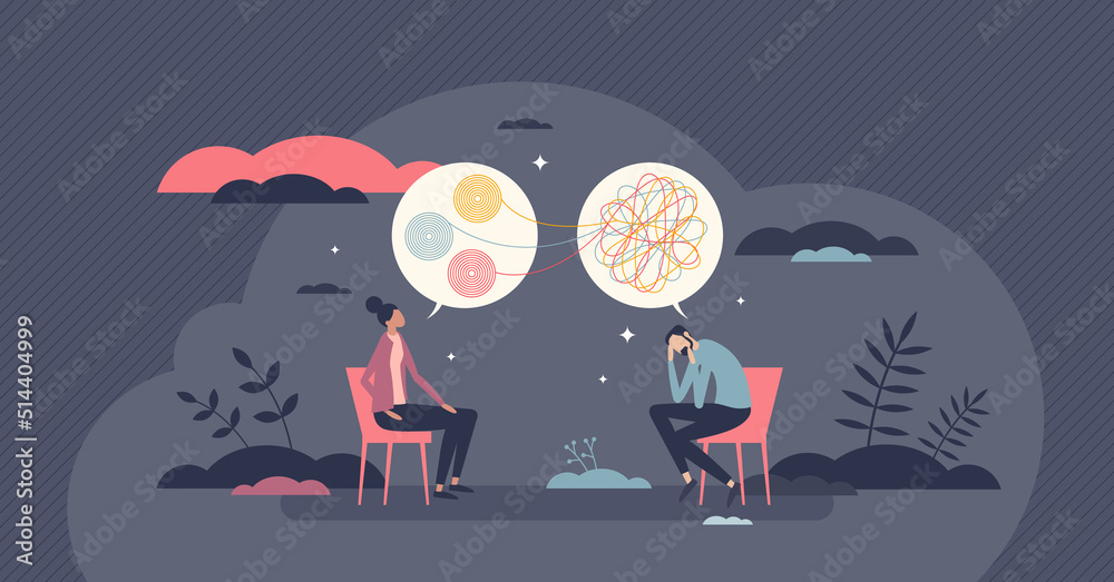 Psychotherapy Session With Patient Problem And Therapist Tiny Person