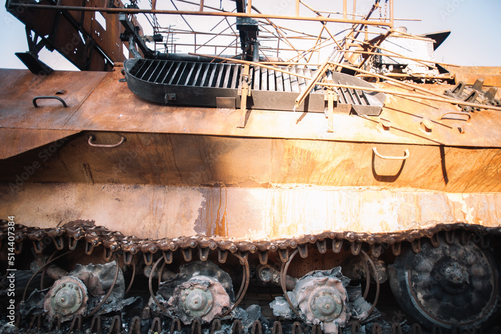 Destroyed and burned russian armored military vehicle Stock Photo ...