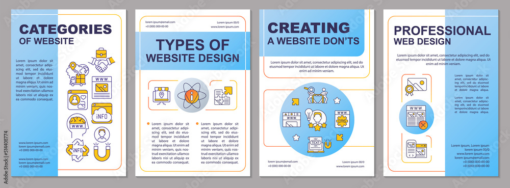 Creating website structure blue brochure template. Web designing ...