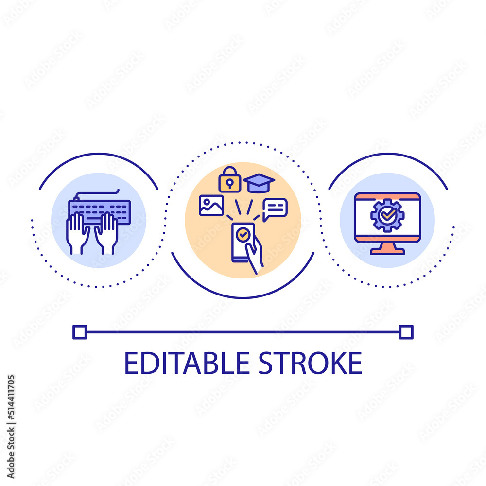 Learn digital literacy skills loop concept icon. Distance education ...