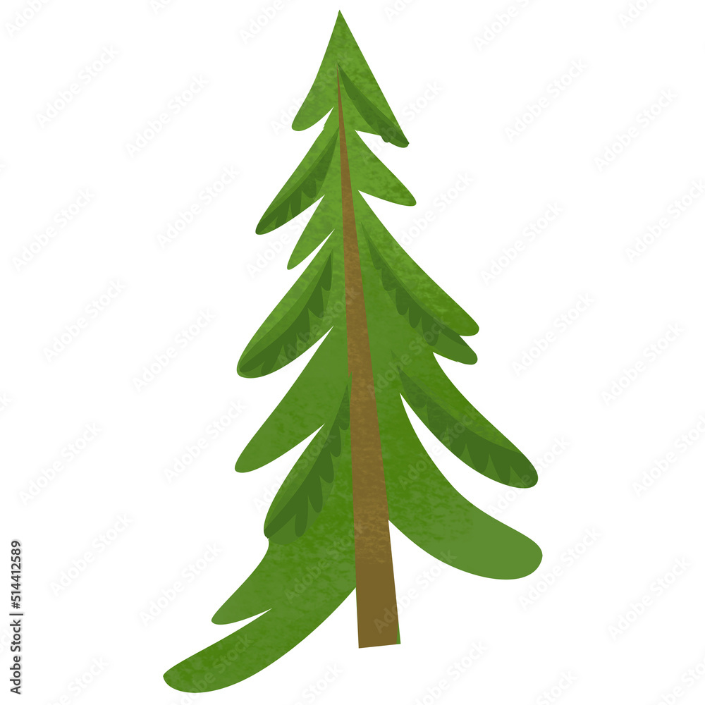 cartoon nature element tree on white background Stock Illustration ...