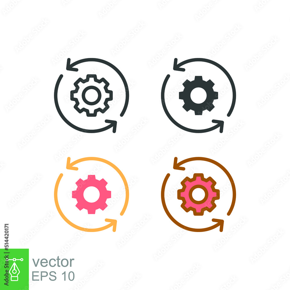 Sync setting icon. Simple outline, solid, flat style. Process, update ...