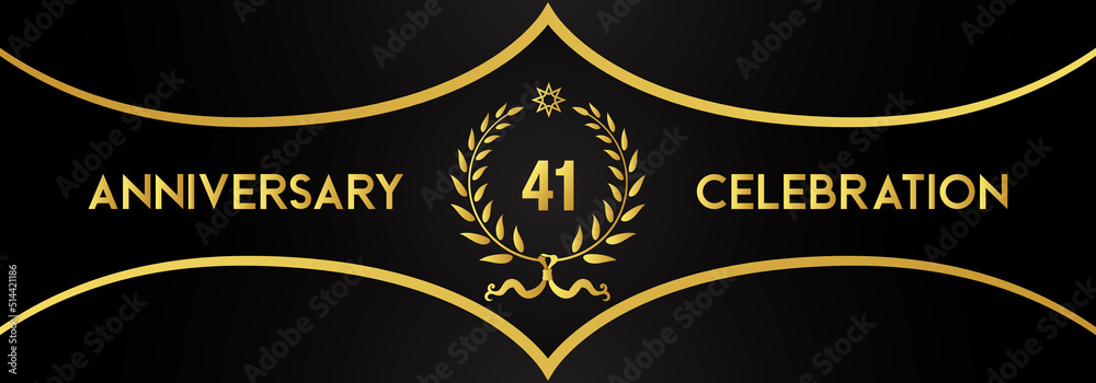 41 years anniversary celebration with gold laurel wreath and star on ...