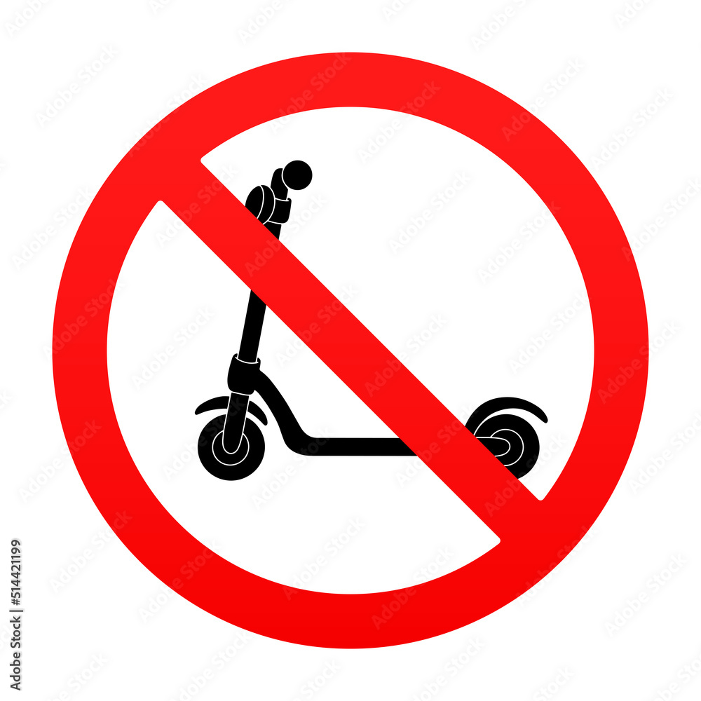 Scooter is forbidden, banned and prohibited. Traffic sign of ban ...
