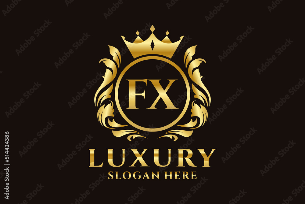 Initial FX Letter Royal Luxury Logo template in vector art for luxurious branding projects and ...