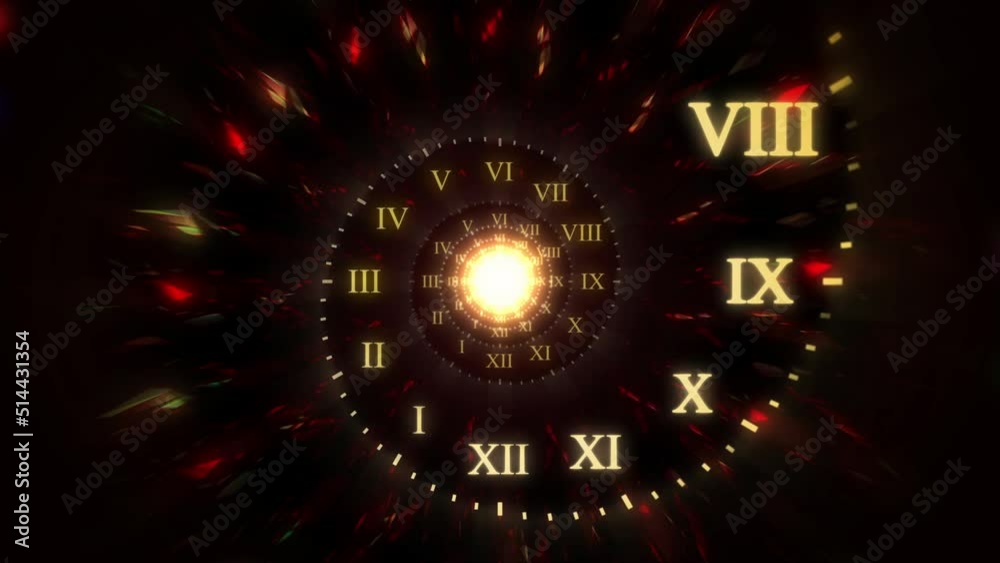 Spiral time mystical tunnel with roman numerals fairy animation Stock ...