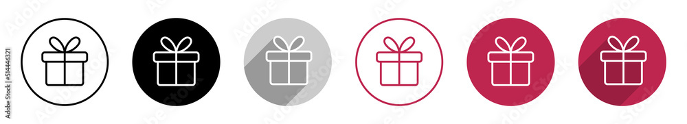 Geschenk / Gutschein Lineart Vektor Icon Set rund in rot Stock Vector ...