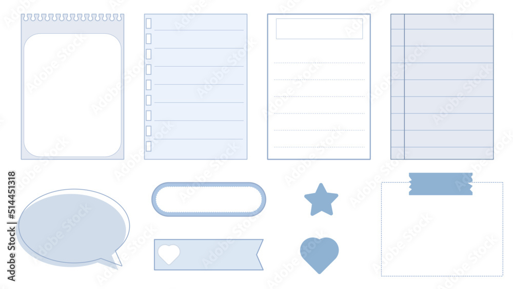 collection set of cute blank pastel blue paper templates printable ...