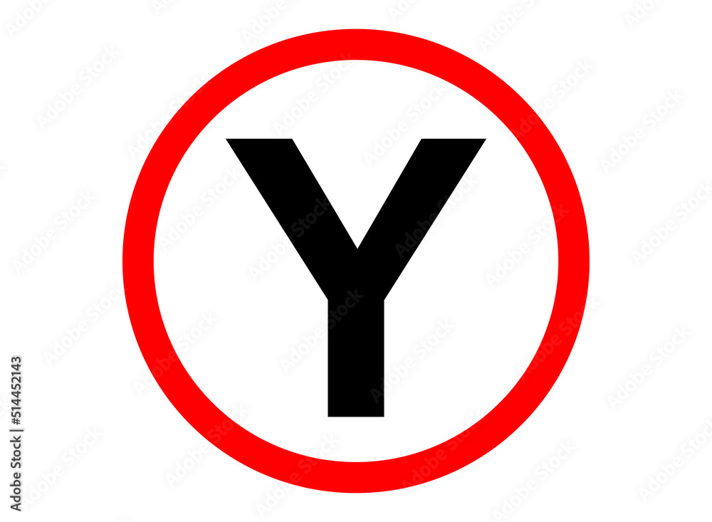 Y junction ahead road sign Stock Vector | Adobe Stock