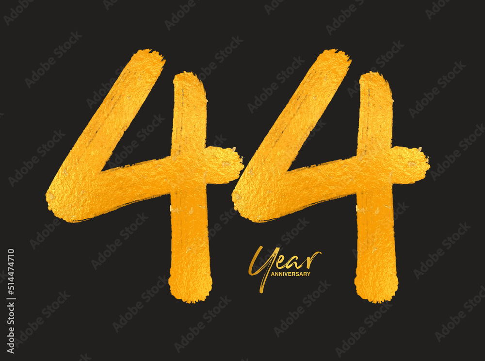 Gold 43 Years Anniversary Celebration Vector Template, 43 Years logo ...