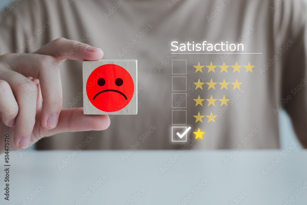 Customer service rating experience, feedback emotion and satisfaction ...