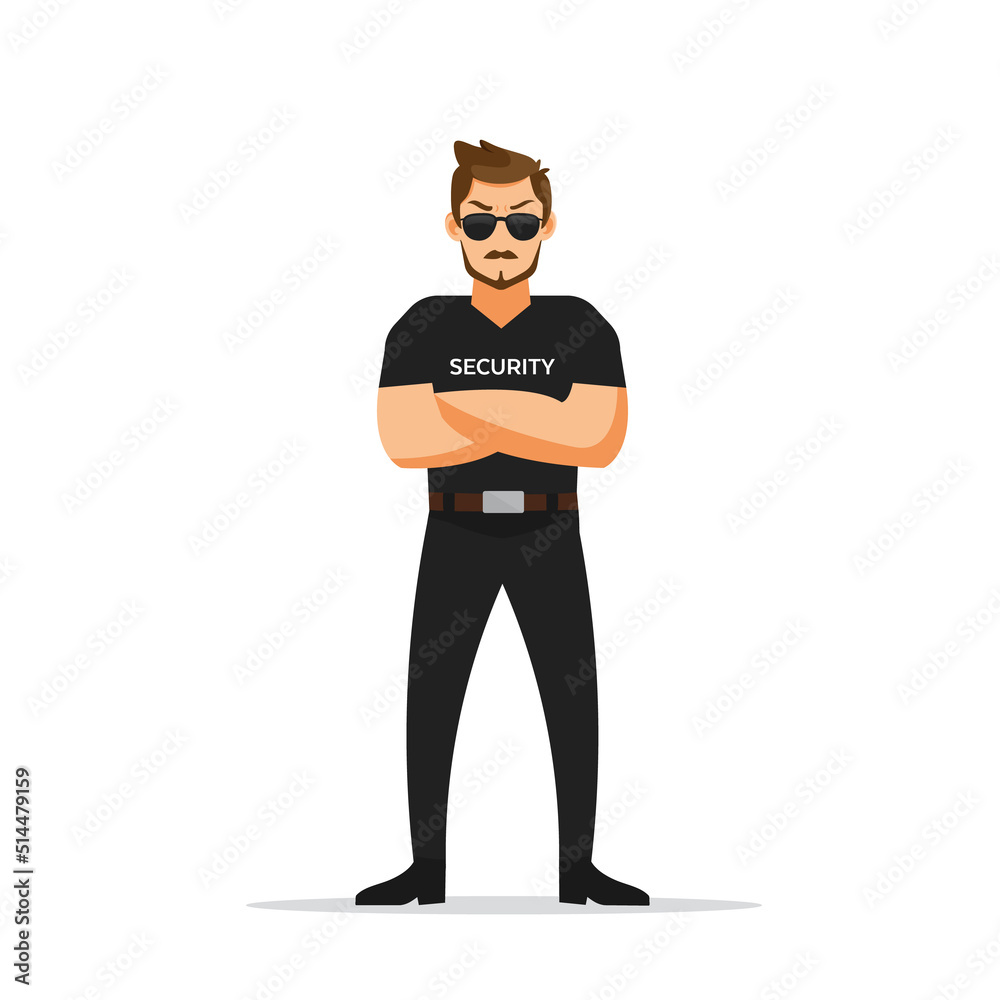 Man security guard of night club. Security man isolated on white ...