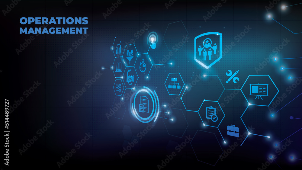 Operations management vector illustration. Blue concept related to ...