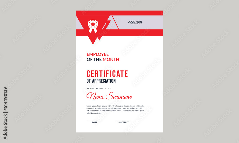 Red Certificate Template Layout Stock Vector | Adobe Stock