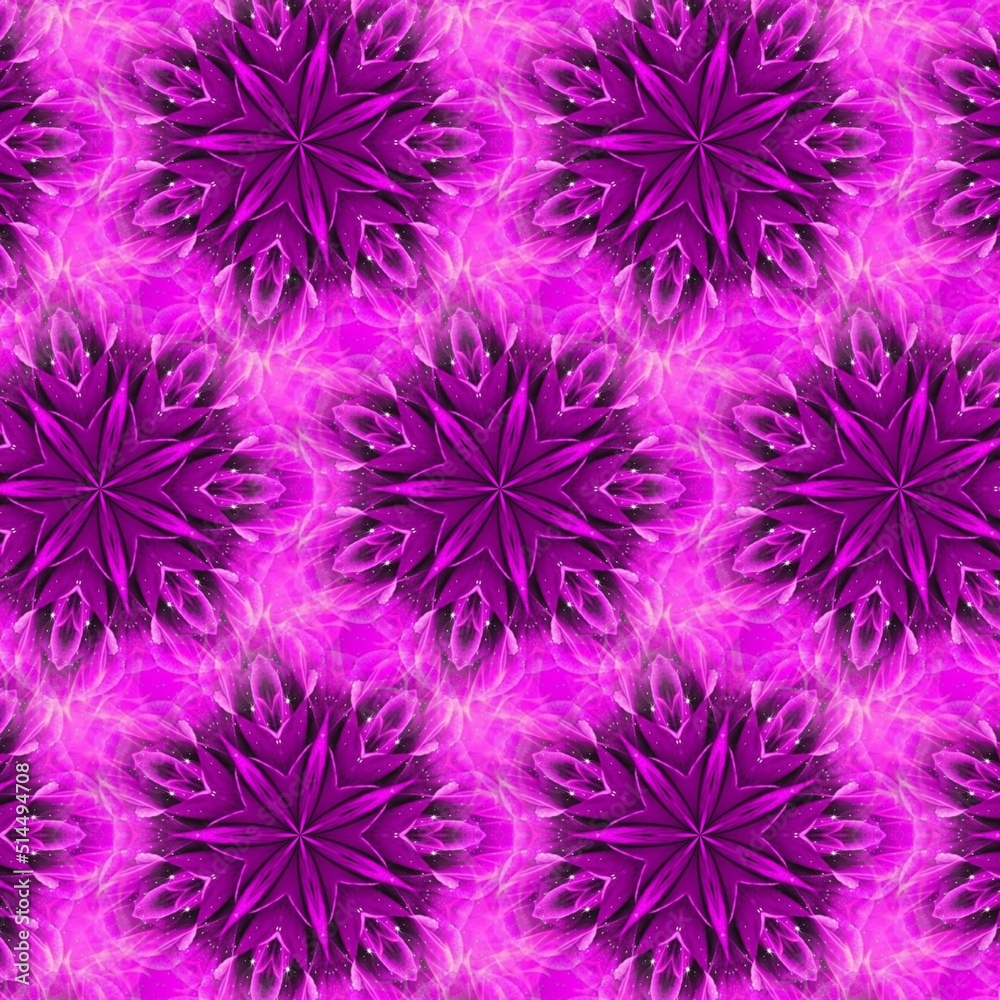 Red and purple fire flower fractal design with various colors ...