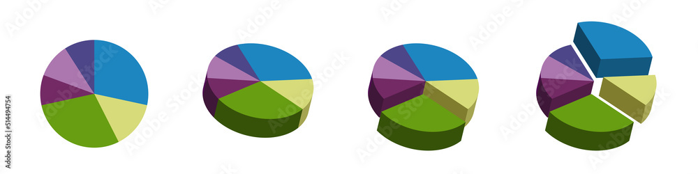 3d Pie Chart Examples. Round graph-chart of statistics. Vector clipart ...