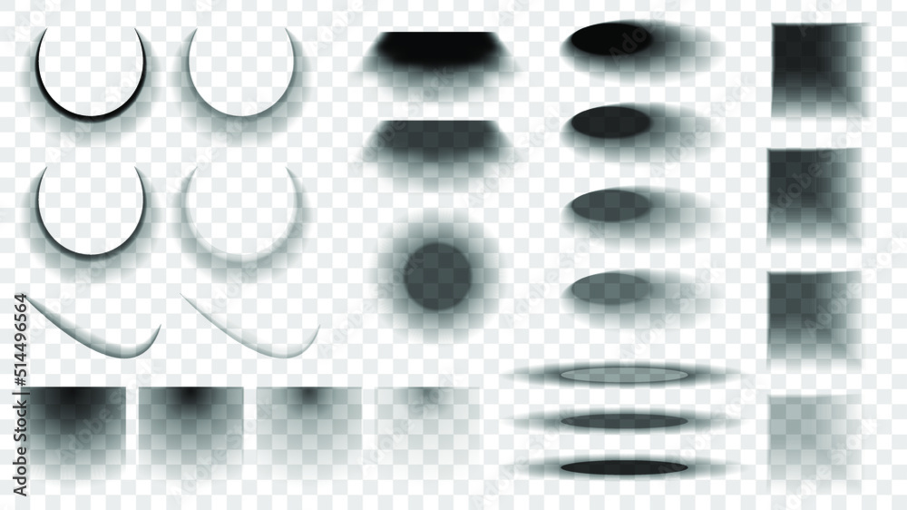 Set Collection Vector Transparent Overlay Black Soft Shadows Template ...