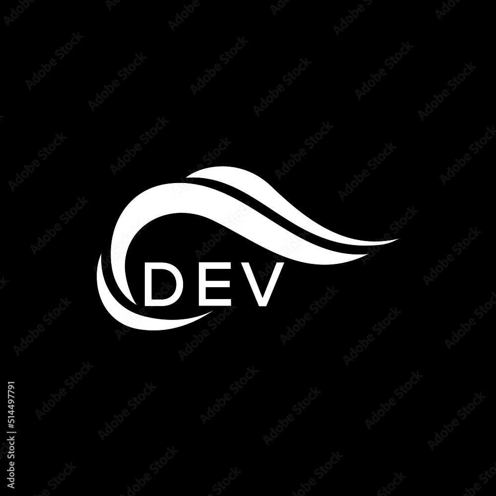 DEV letter logo. DEV best black ground vector image. DEV letter logo ...