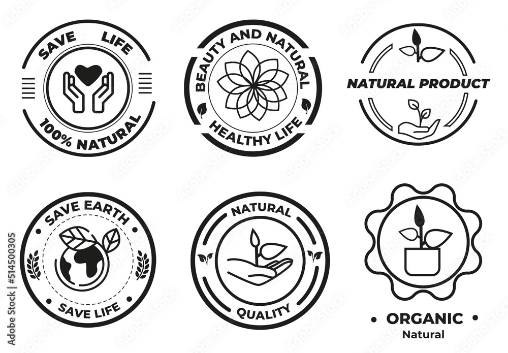 Natural Badges and Stickers Stock Template | Adobe Stock