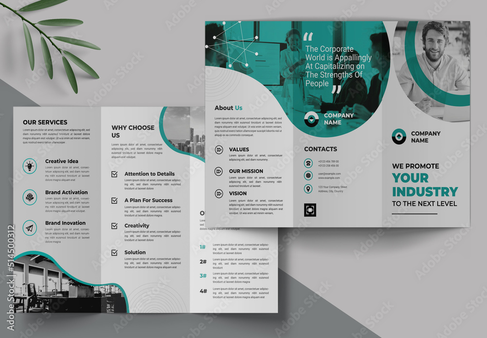 Simple and Elegant Trifold Brochure Layout Stock Template | Adobe Stock