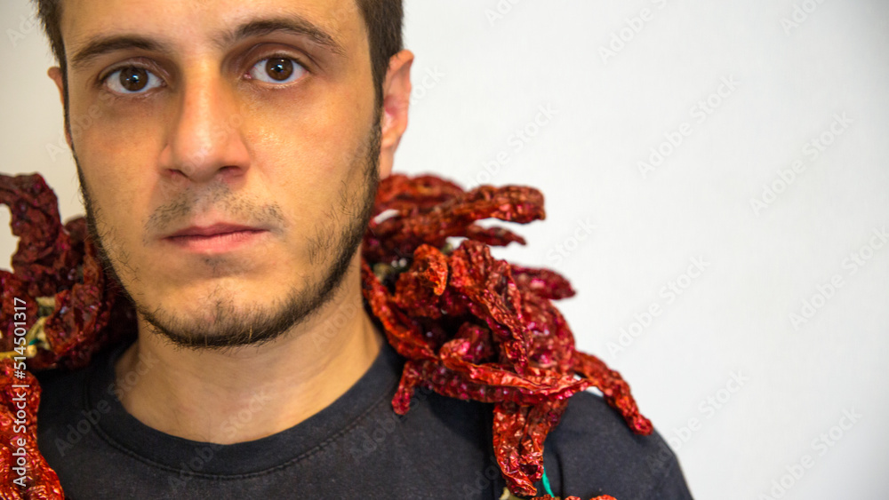 Boy on a white background. Caucasian white man with short hair and ...