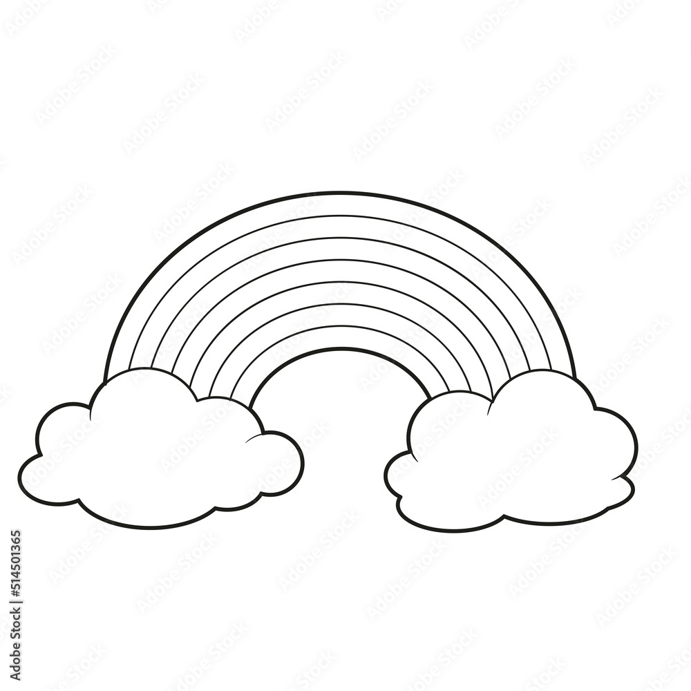 Cartoon rainbow outlined for coloring on white background Stock Vector ...