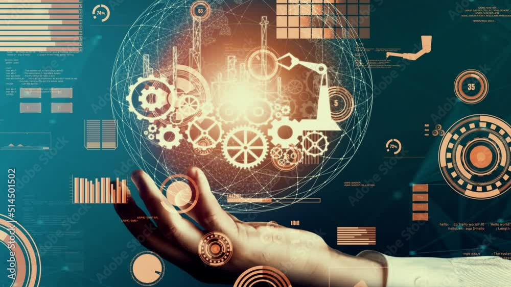 Futuristic industry 4.0 and inventive mechanized engineering concept ...