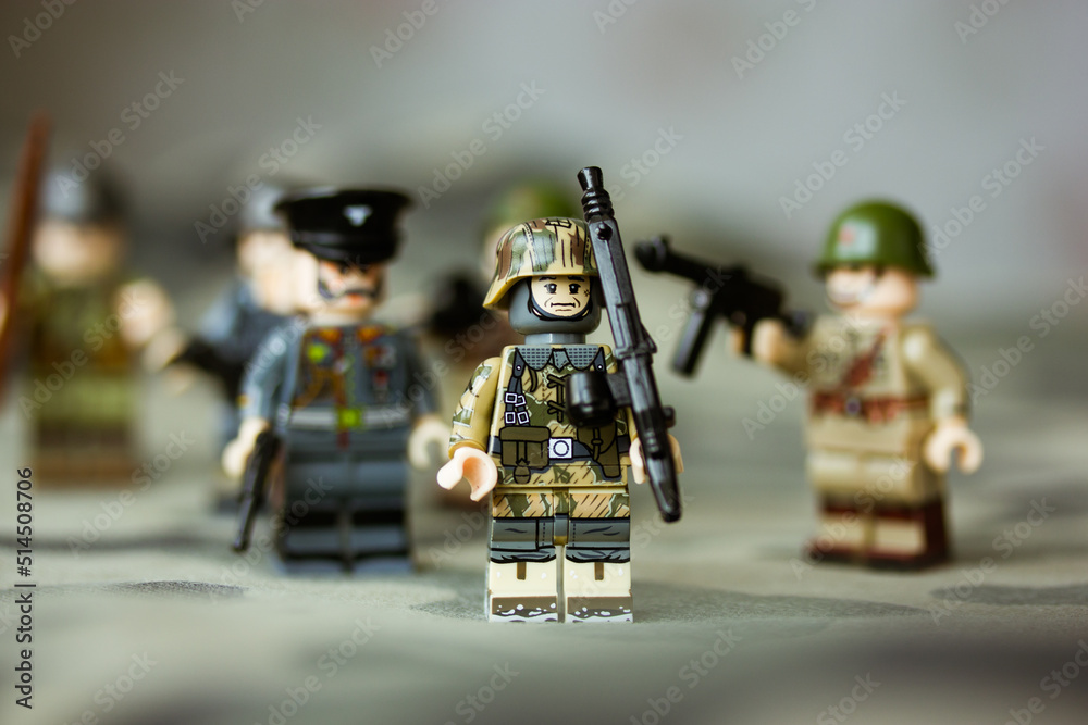 Kyiv, Ukraine. March 9, 2022. LEGO soldiers from Second World War. Toy ...