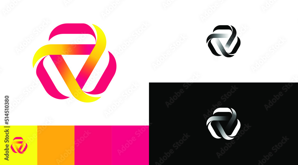 Triangle Trilogy Trinity Logo Design Concept Stock Vector | Adobe Stock