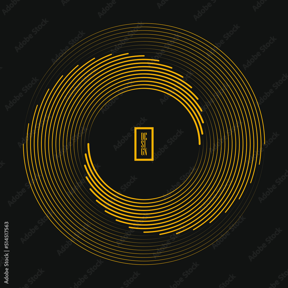 Yellow vector speed lines in circle form. Geometric art. Design element ...
