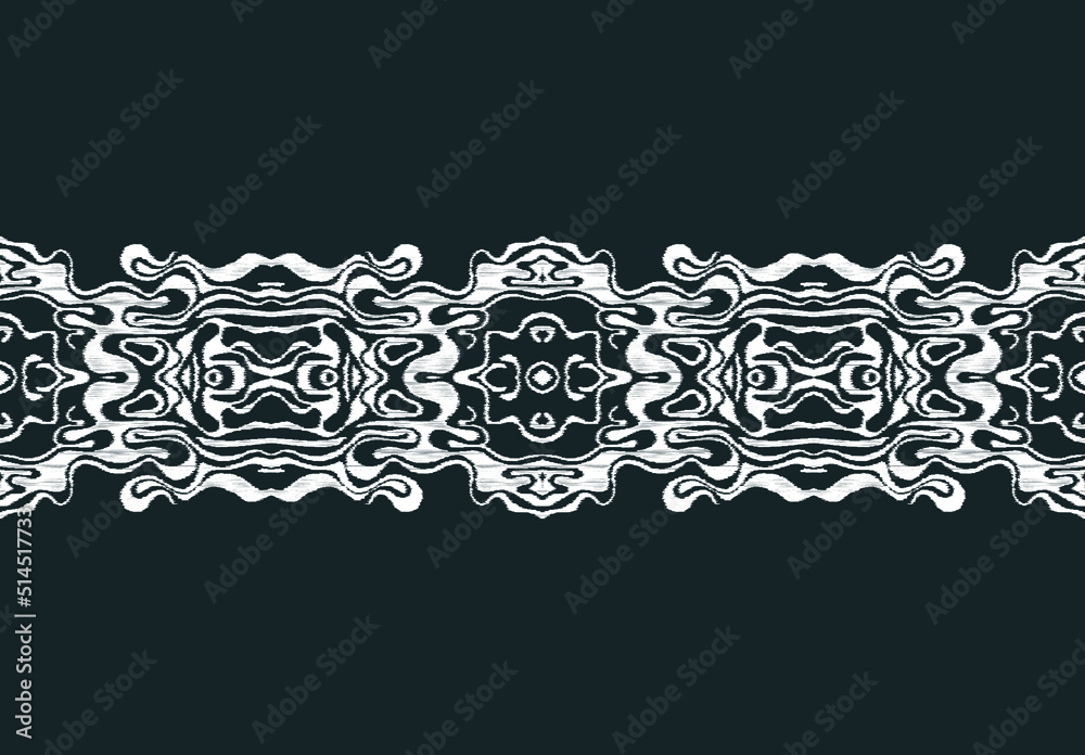 Seamless abstract ethnic border in black and white colors. Can be used ...