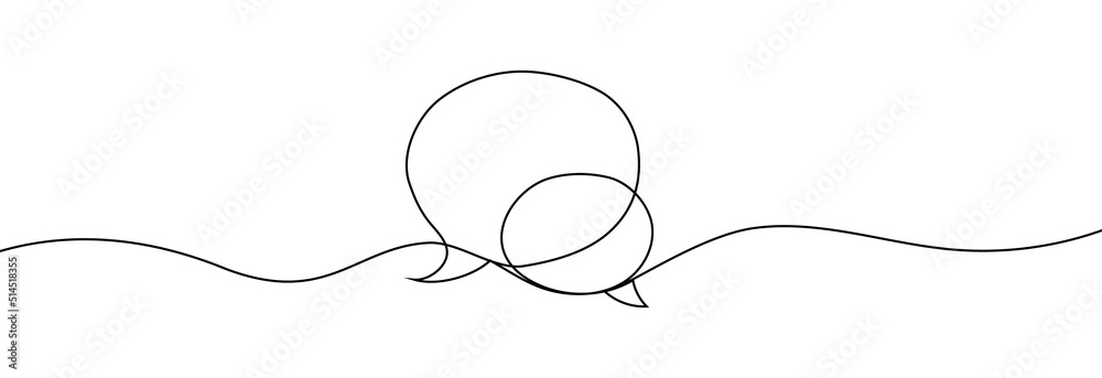 hand drawn illustration of speech communication with one line.Line art ...