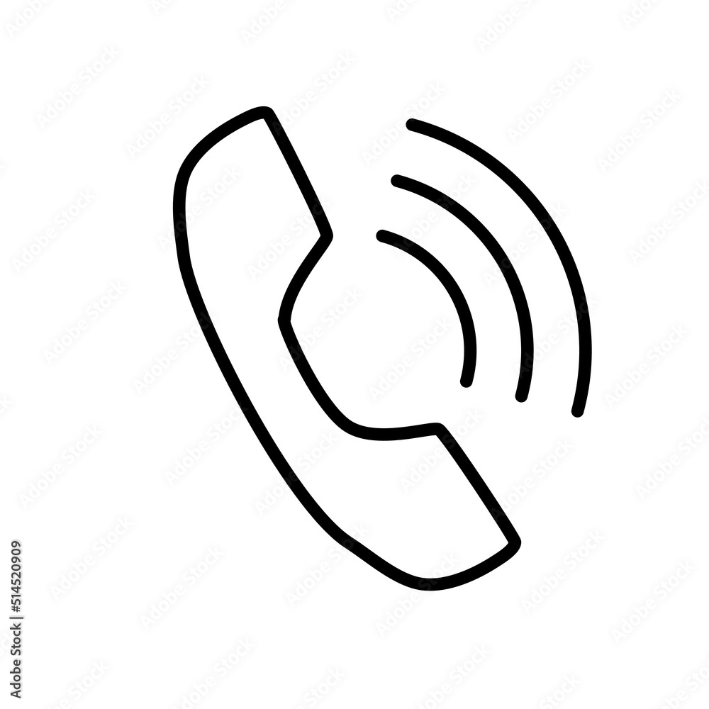 telefon, SYGNAŁ, ROZMOWA. Ikona telefonu z koncentrycznymi liniami ...