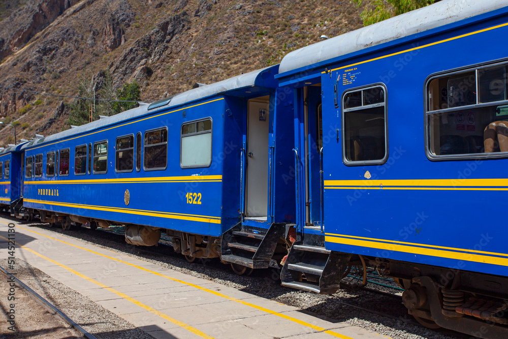 CUSCO, PERU - May 3, 2022: PeruRail train wagon on railway in peruvian ...