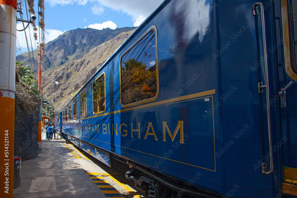 CUSCO, PERU - May 3, 2022: PeruRail train wagon on railway in peruvian ...