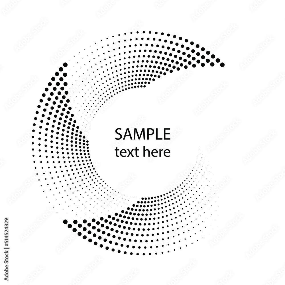 Abstract black halftone dots in round form. Geometric art. Trendy ...