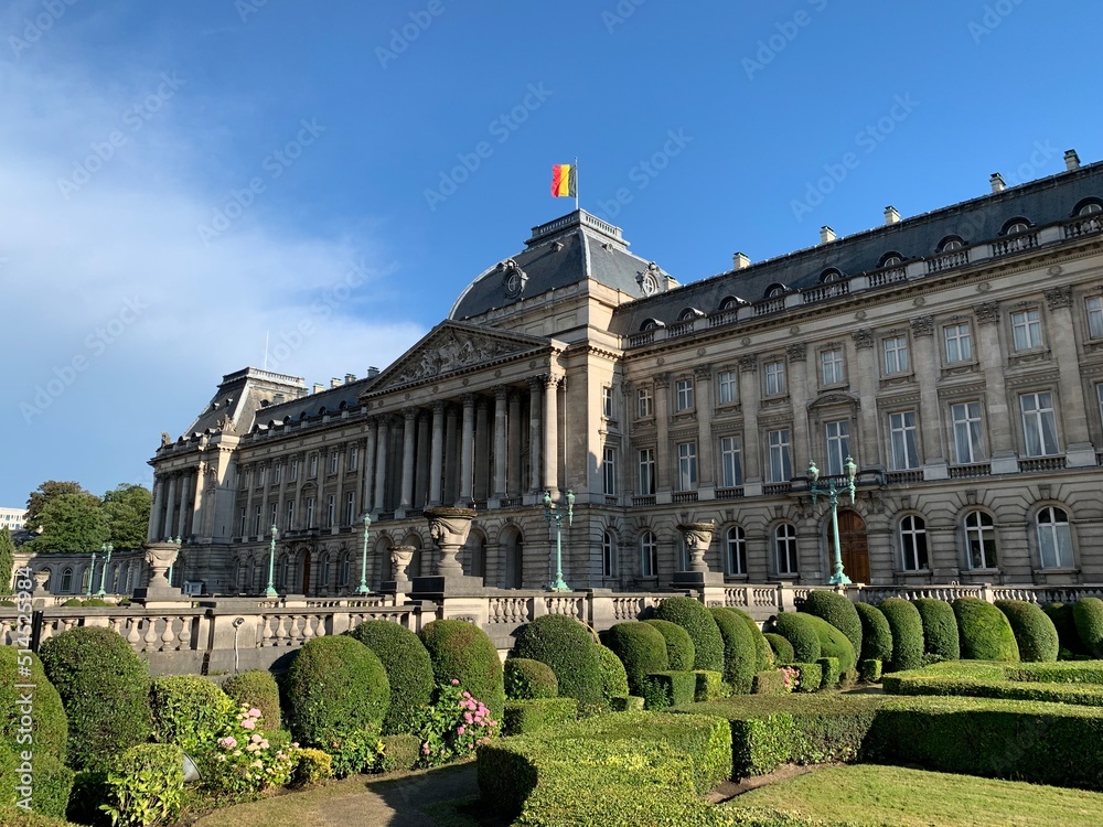 Front facade of The Royal Palace of Brussels. It is is the official ...