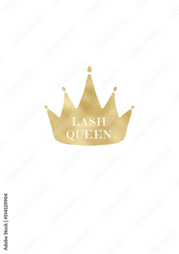 Lash Queen Gold crown logo design in centre of frame set against a ...