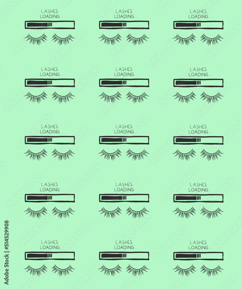 ภาพประกอบสต็อก Lash loading logo design in repeating pattern set ...