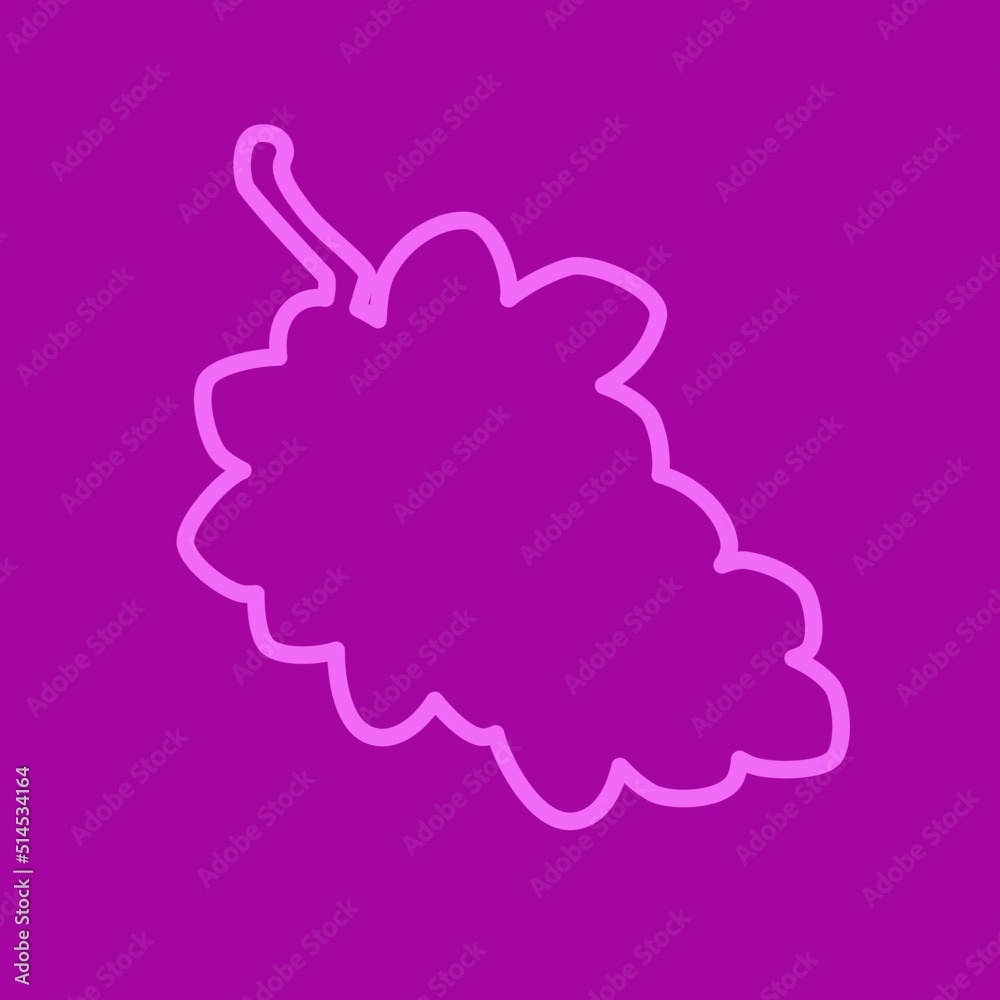 Cartoon Grapes Isolated on Purple Background, Outline Graphic. Fresh ...