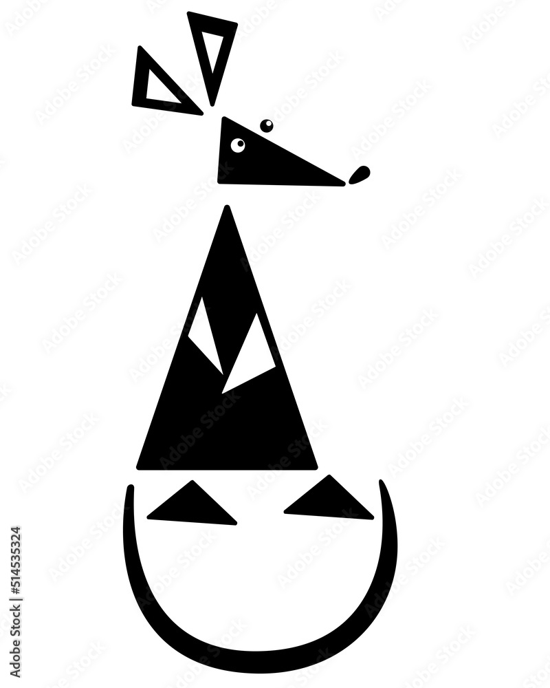 Rat from triangles, funny animal from geometric shapes - vector ...