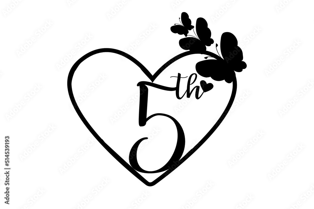 5th Happy Birthday Cake Topper Vector Illustration Stock Vector | Adobe ...