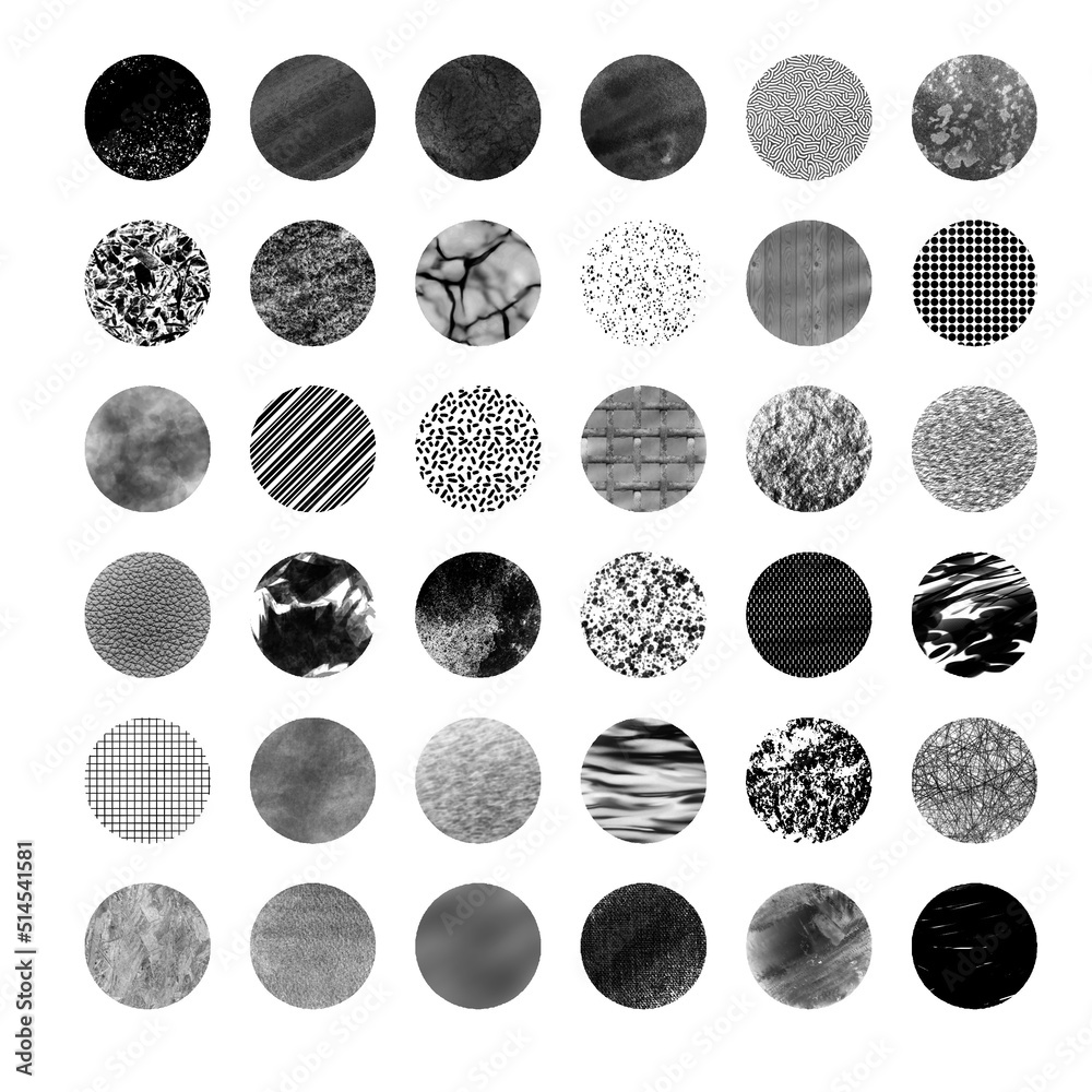 36 Kreise / Punkte, verschiedene Texturen, schwarz weiß - Vorlage ...