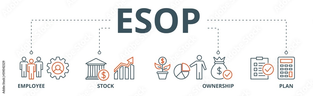 Vetor de Esop banner web icon vector illustration concept for employee ...