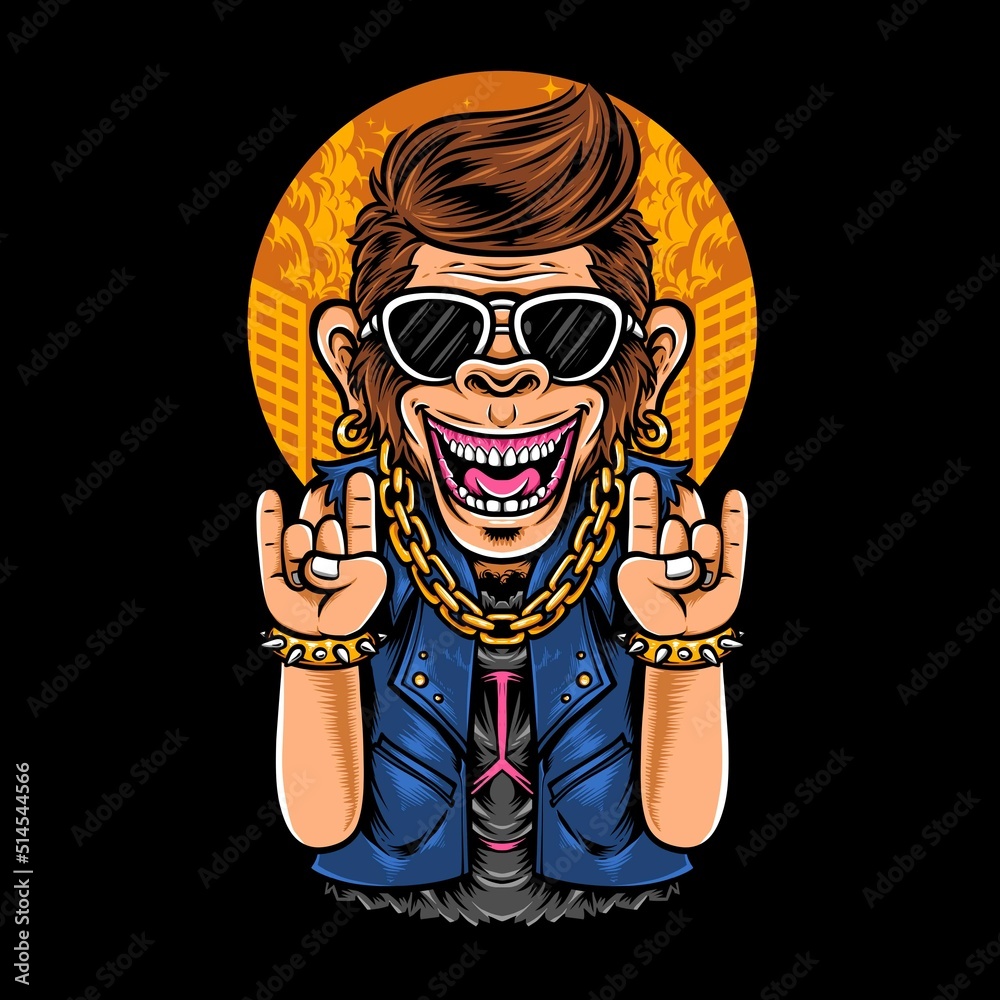 punk ape cartoon vector illustration Stock Vector | Adobe Stock