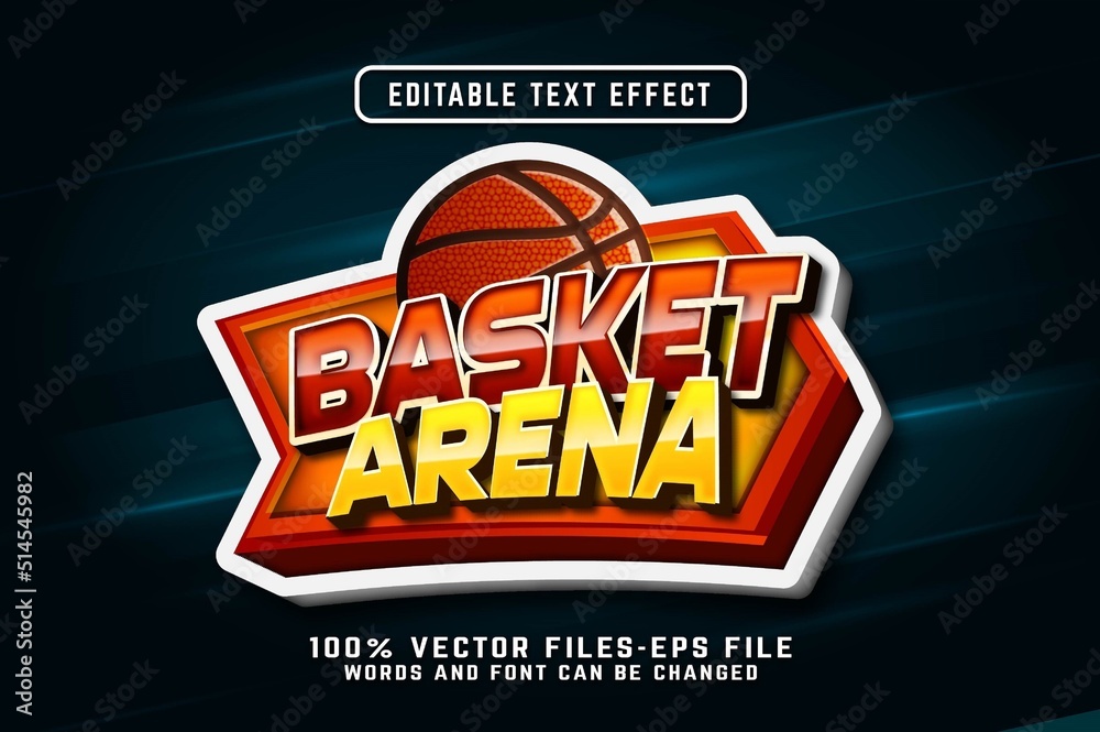 basket arena 3d text effect for sport logo premium vectors Stock Vector ...